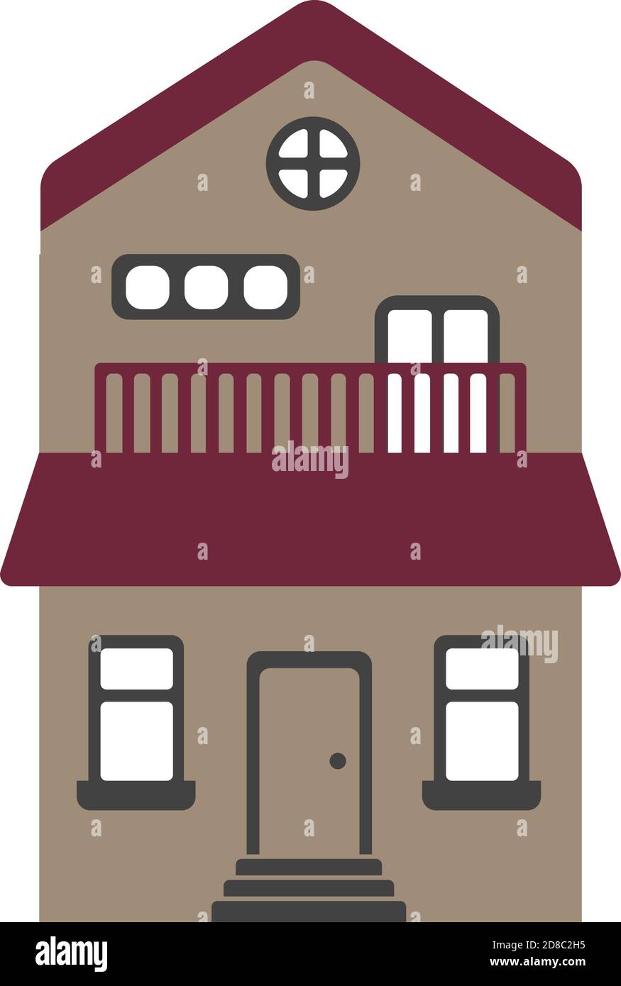 cartoon building / house flat design illustration (front view Stock ...