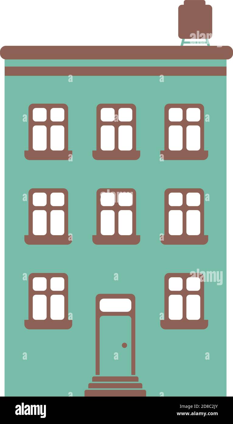 cartoon building / house flat design illustration (front view Stock ...
