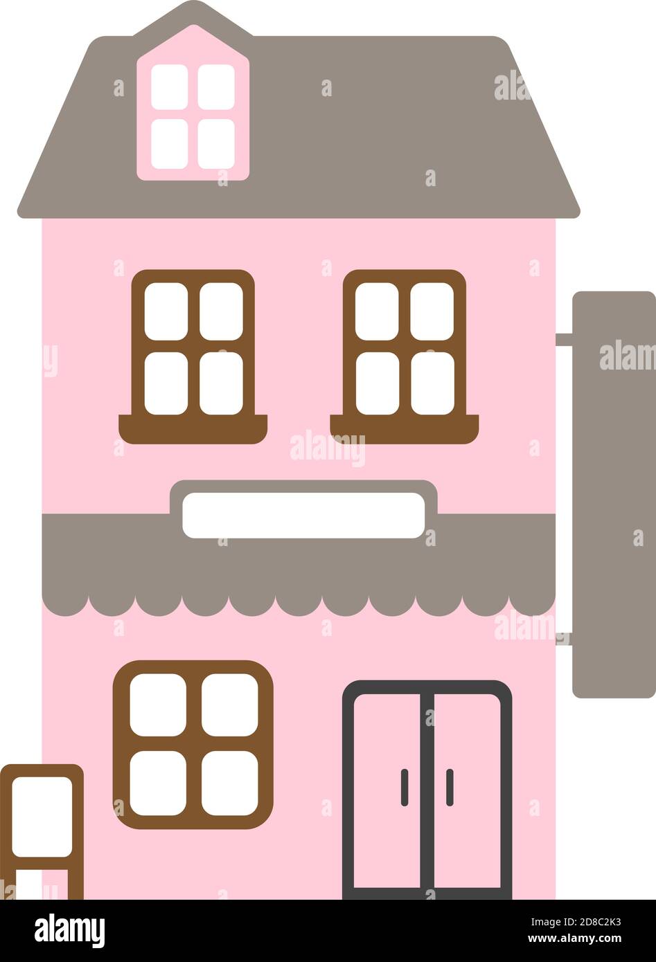 cartoon small shop flat design illustration (front view Stock Vector ...