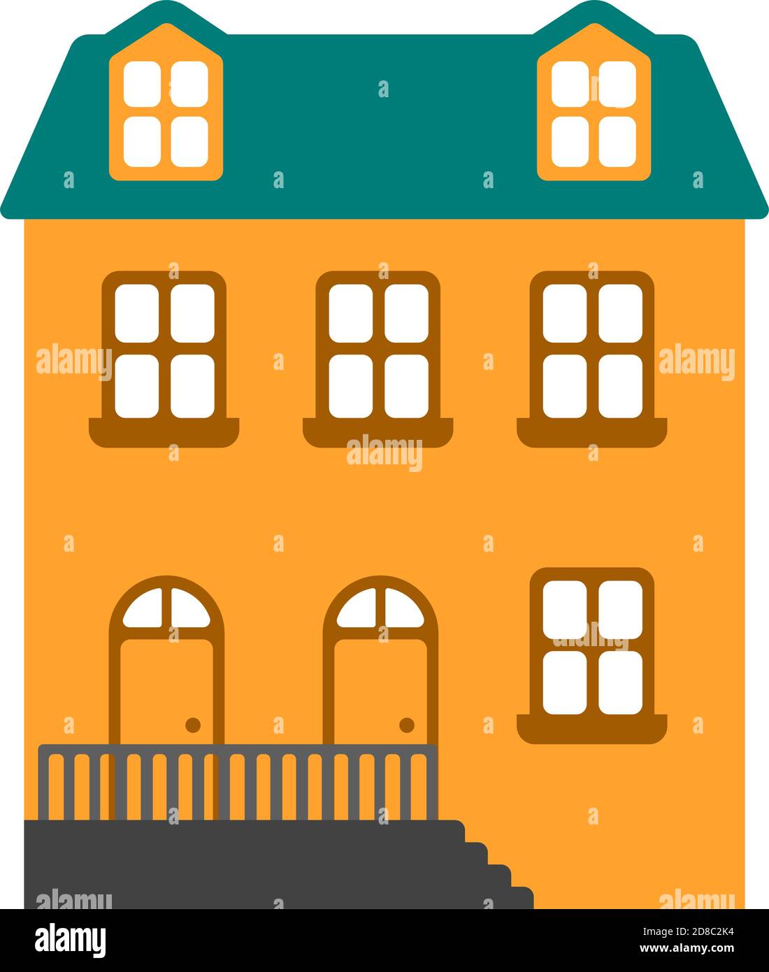 cartoon building / house flat design illustration (front view Stock ...