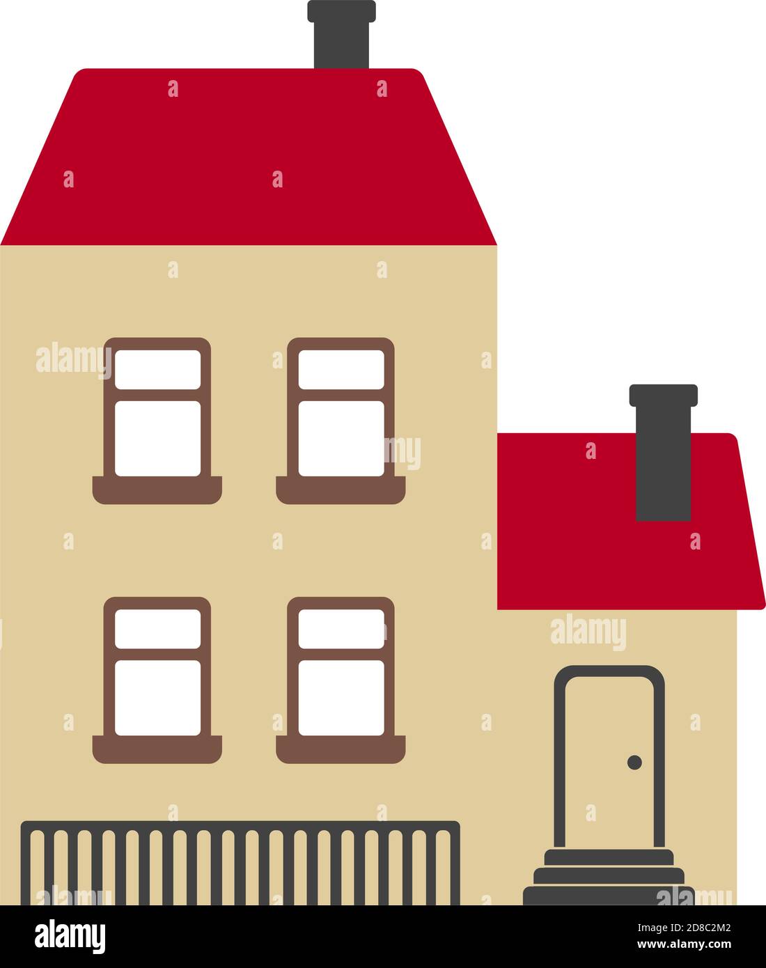 cartoon building / house flat design illustration (front view Stock ...