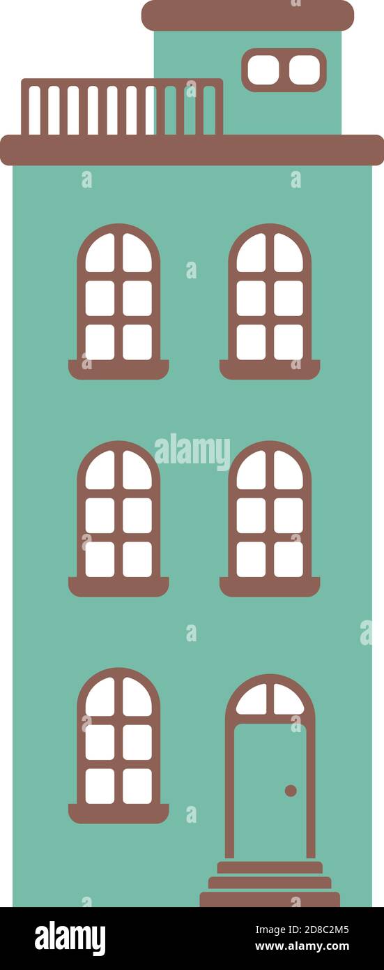 cartoon building / house flat design illustration (front view Stock ...