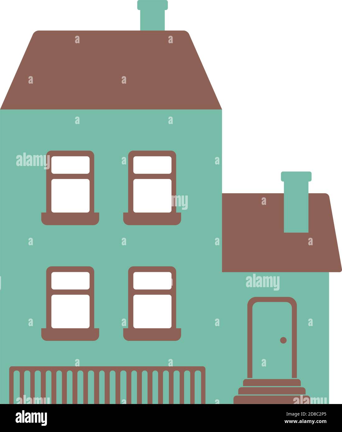 cartoon building / house flat design illustration (front view Stock ...