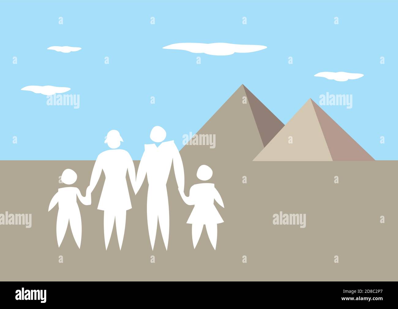 Vector cartoon illustration of silhouette of a family holding hands ...