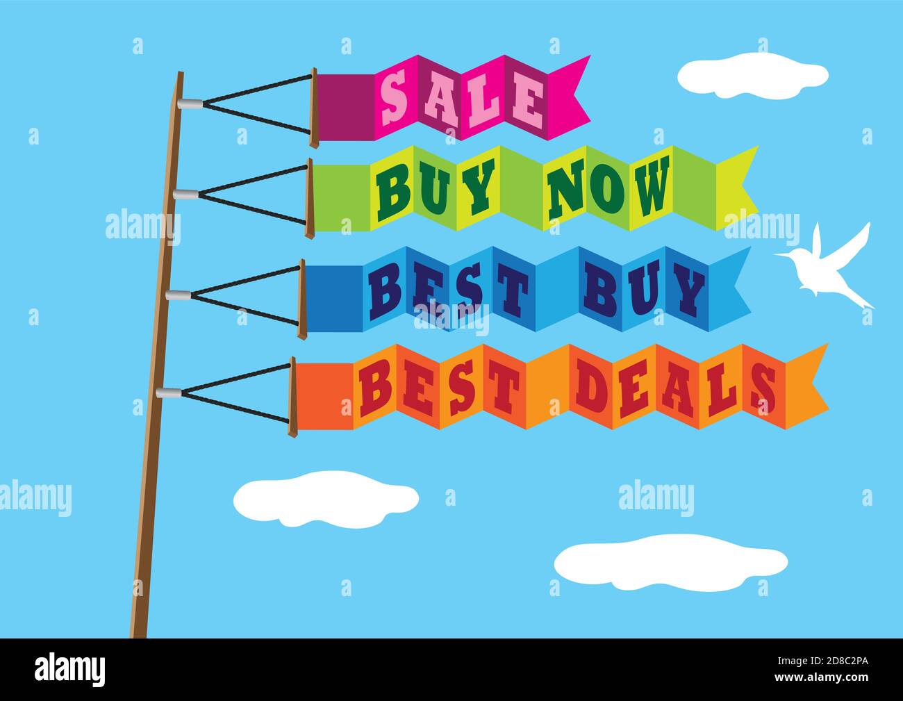 Vector illustration of colorful banner flags with commercial sales ...