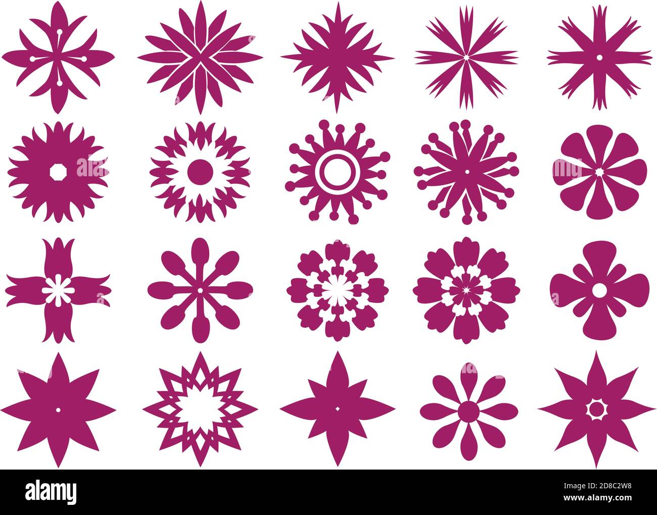 Vector design of abstract floral patterns in maroon isolated on white ...