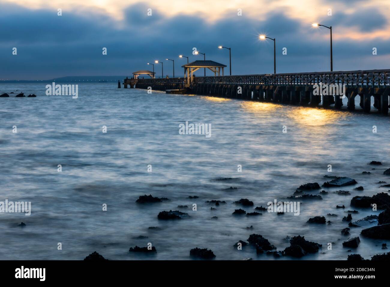Pier with lights in Florida Stock Photo - Alamy