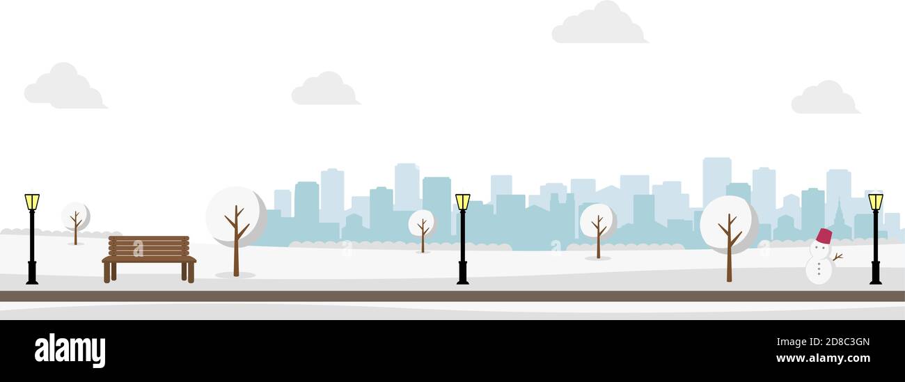 Snow urban park Stock Vector Images - Alamy