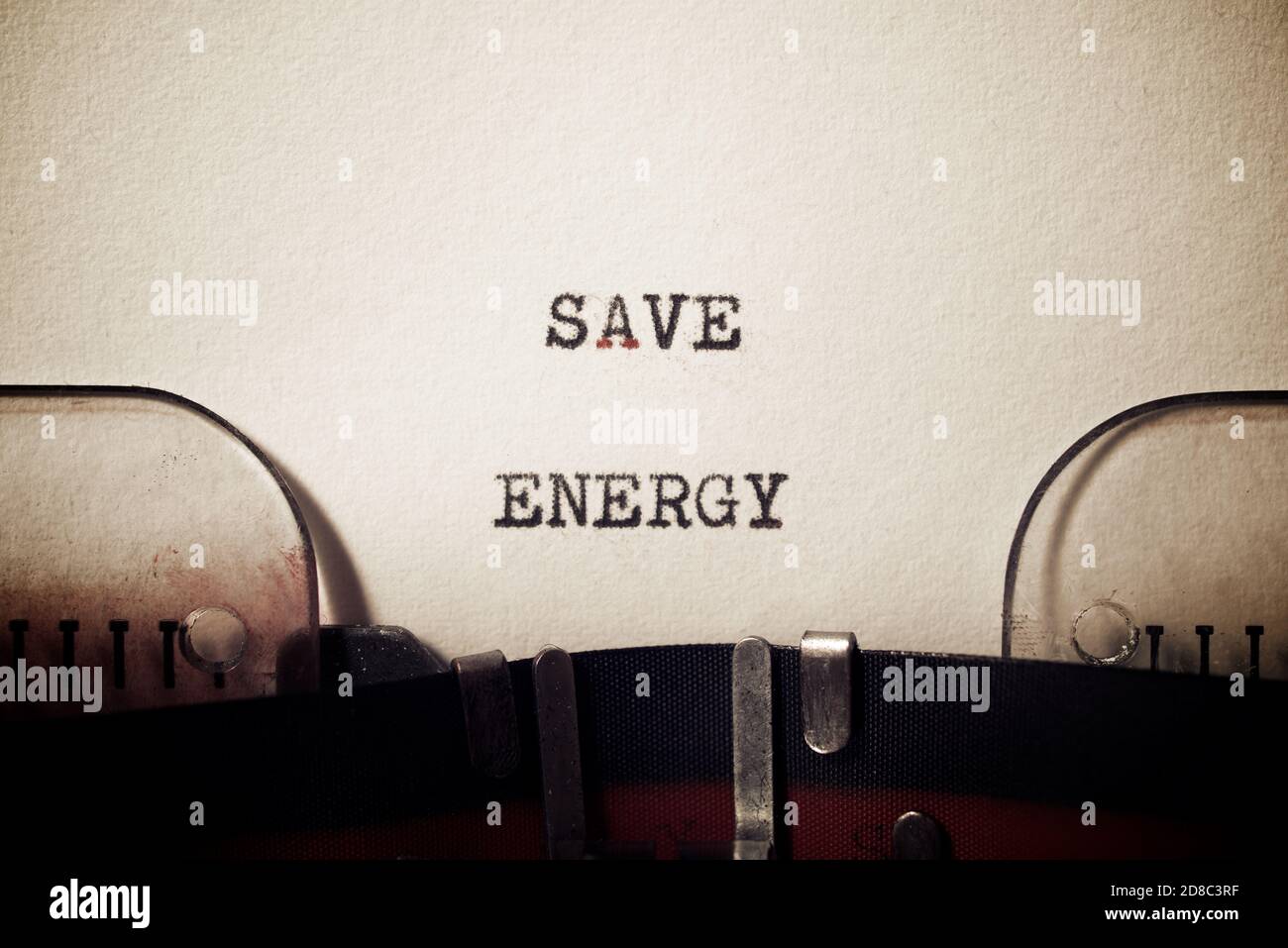 Save energy phrase written with a typewriter Stock Photo - Alamy