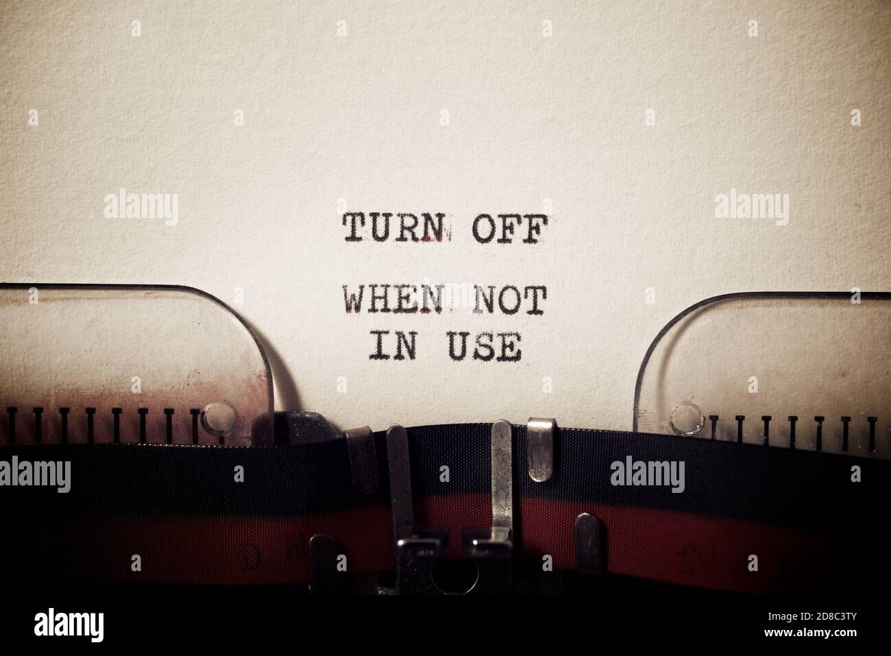 Turn off when not in use phrase written with a typewriter Stock Photo ...
