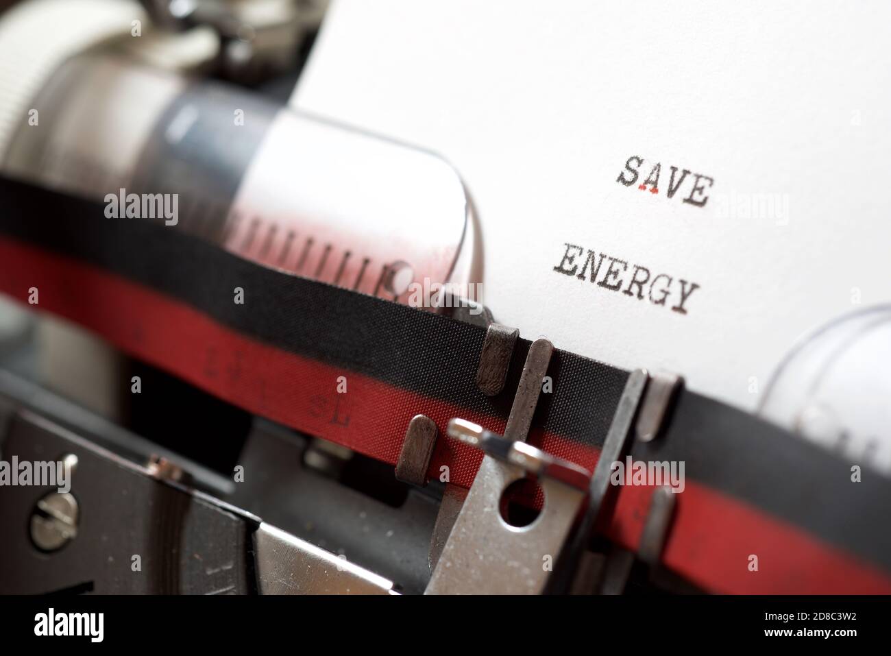 Save energy phrase written with a typewriter Stock Photo - Alamy