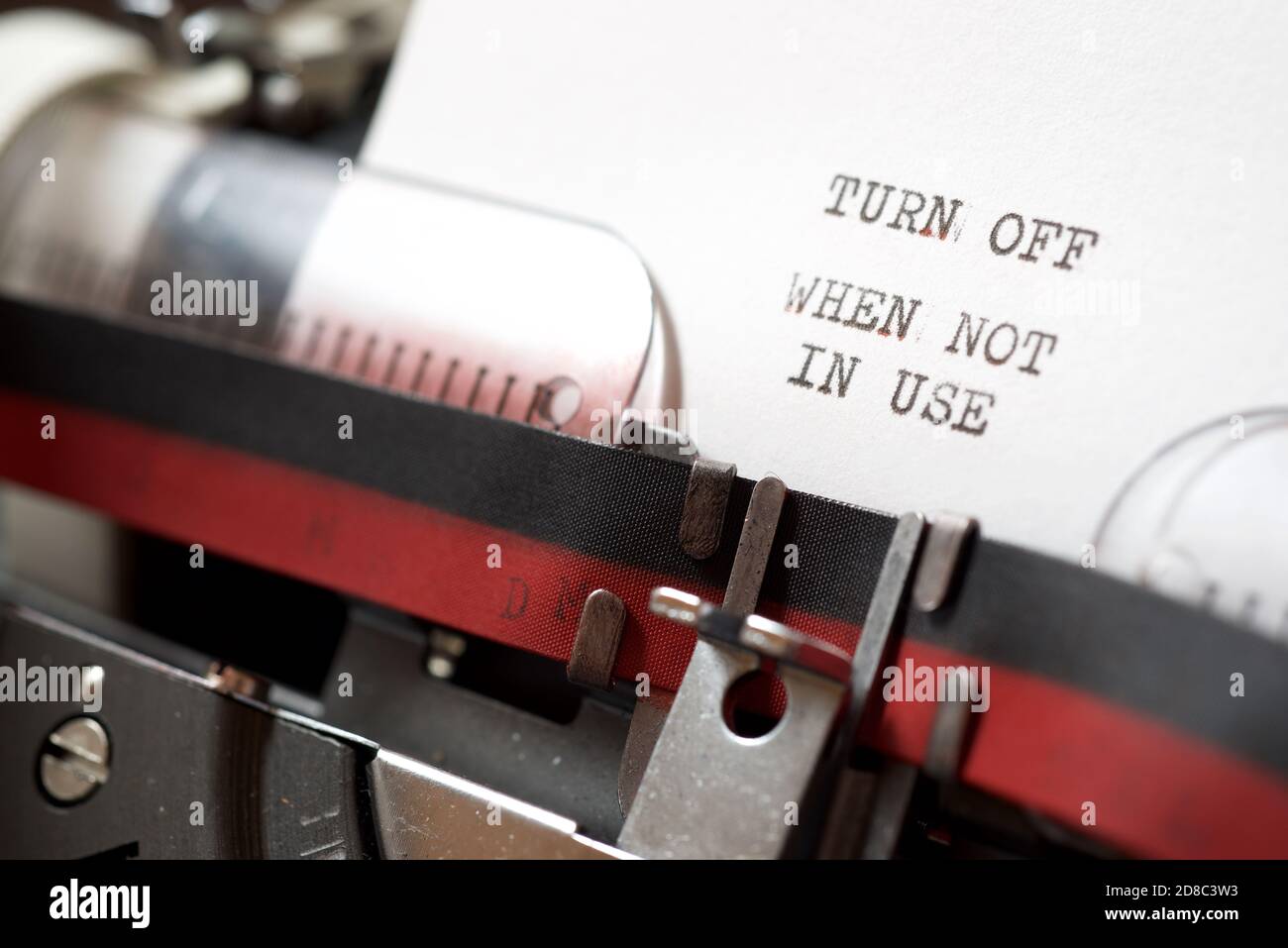 Turn off when not in use phrase written with a typewriter Stock Photo ...