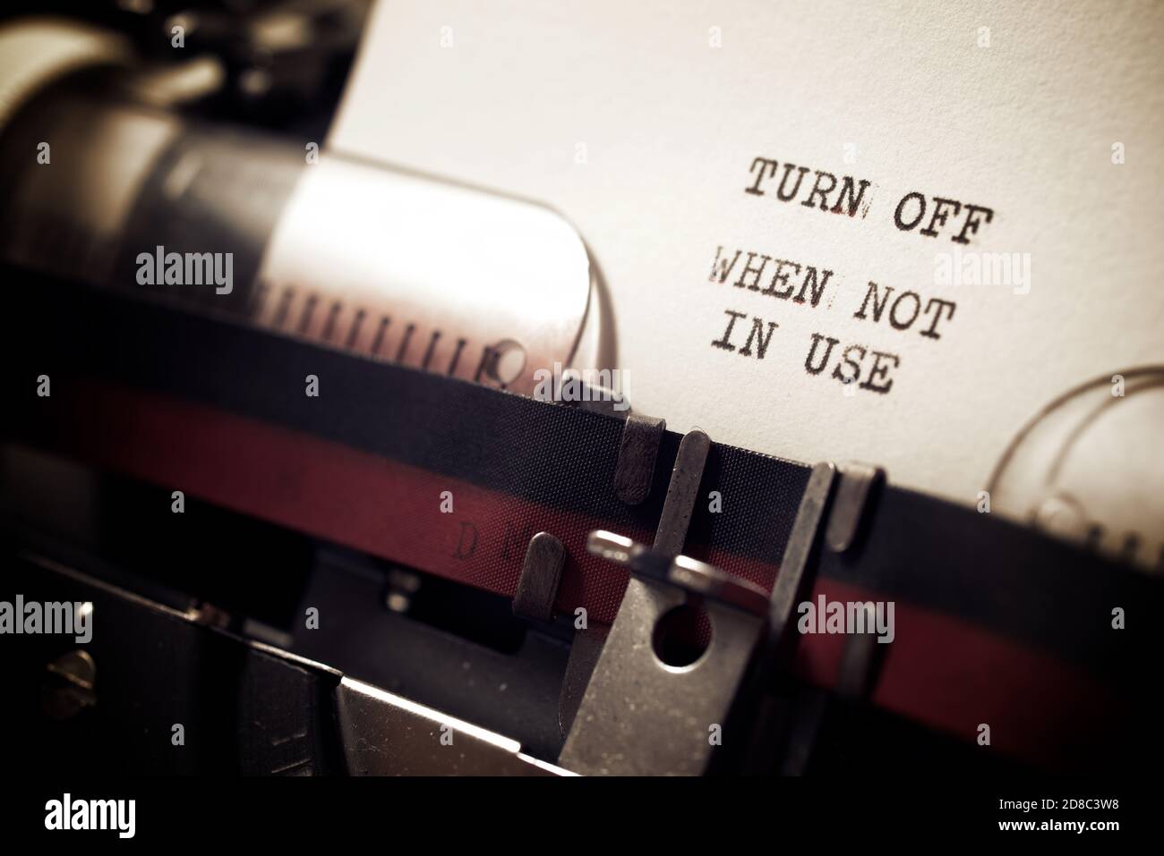 Turn off when not in use phrase written with a typewriter Stock Photo ...