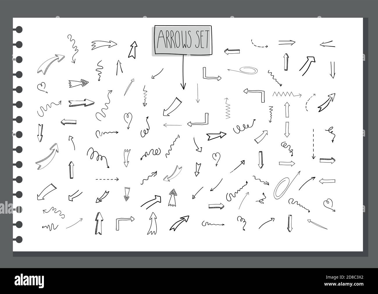 vector set of hand draw various arrows in sketch doodle style isolated ...