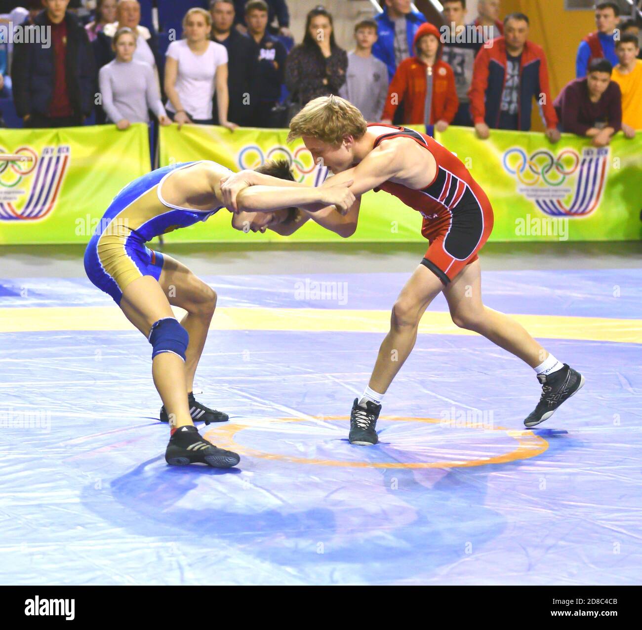 Orenburg, Russia - March 15-16, 2017: Young men compete in the sports ...