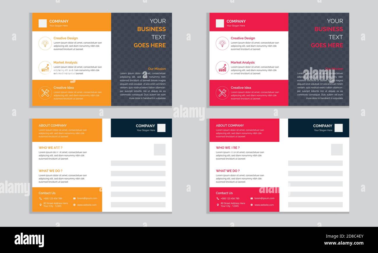 Postcard Design Vector Template, Set Template Design For Social Media ...