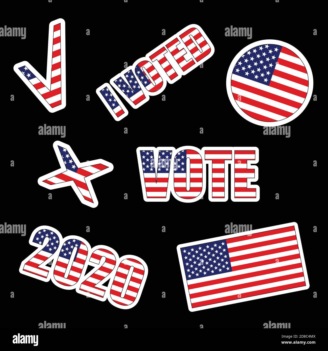 american elections vote vector illustration set. collection of badge ...