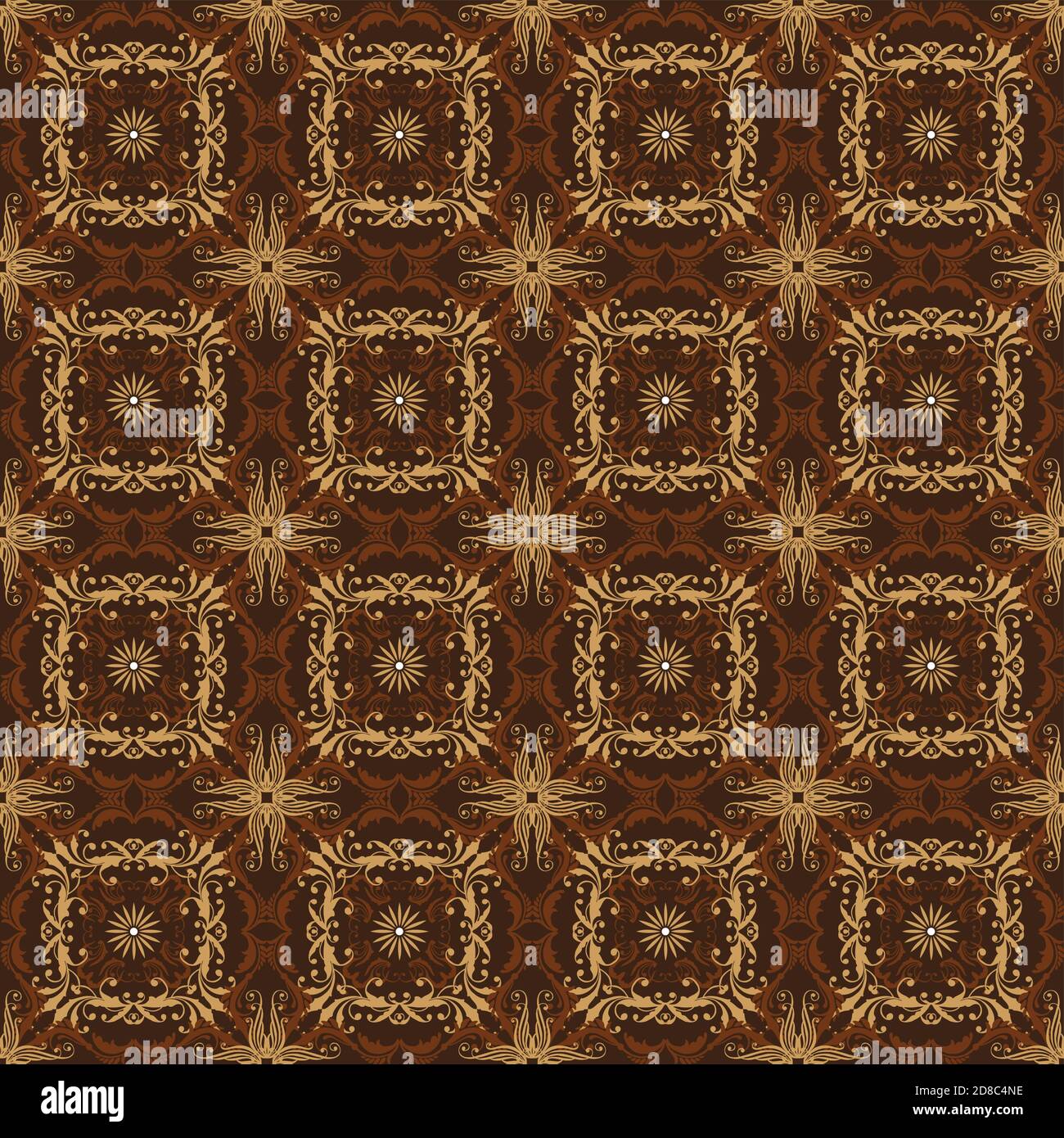 Vintage motifs design on typical Bantul batik with simple golden brown ...