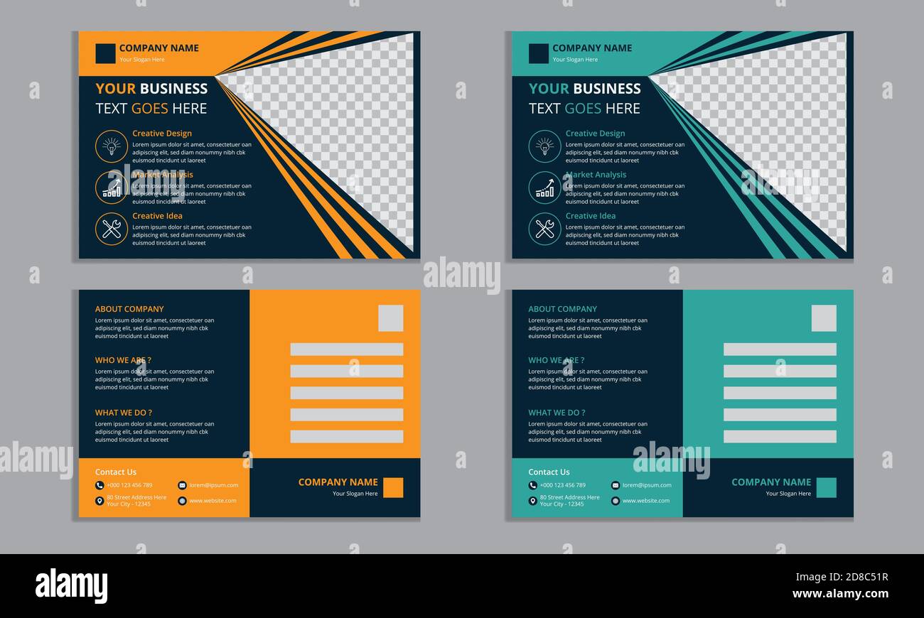 Postcard Design Vector Template, Set Template Design For Social Media ...