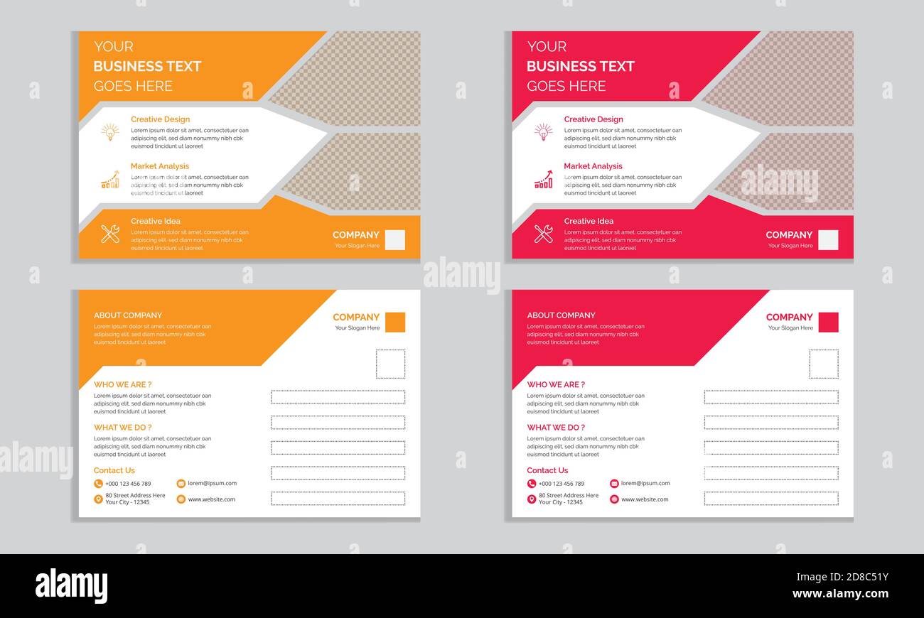 Postcard Design Vector Template, Set Template Design For Social Media ...