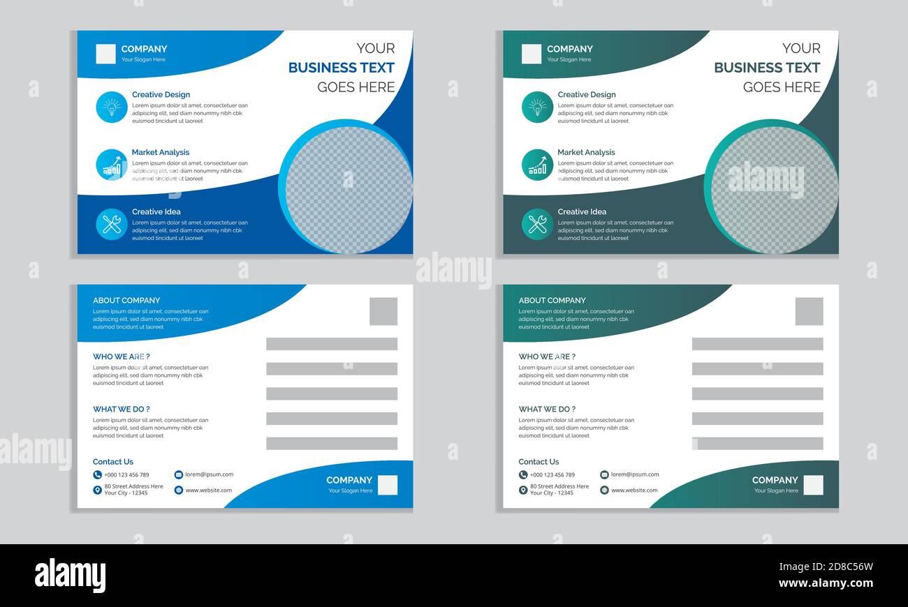 Postcard Design Vector Template, Set Template Design For Social Media ...