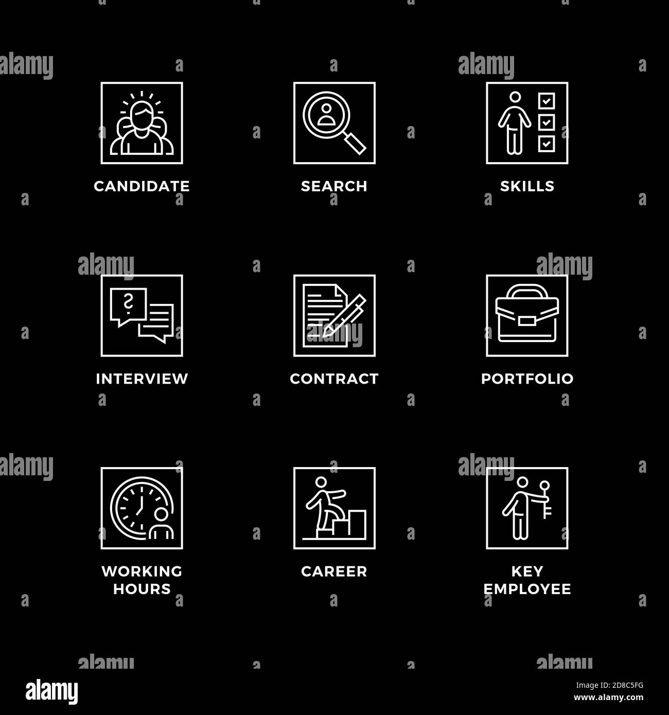 Employee career line icons Black and White Stock Photos & Images - Alamy