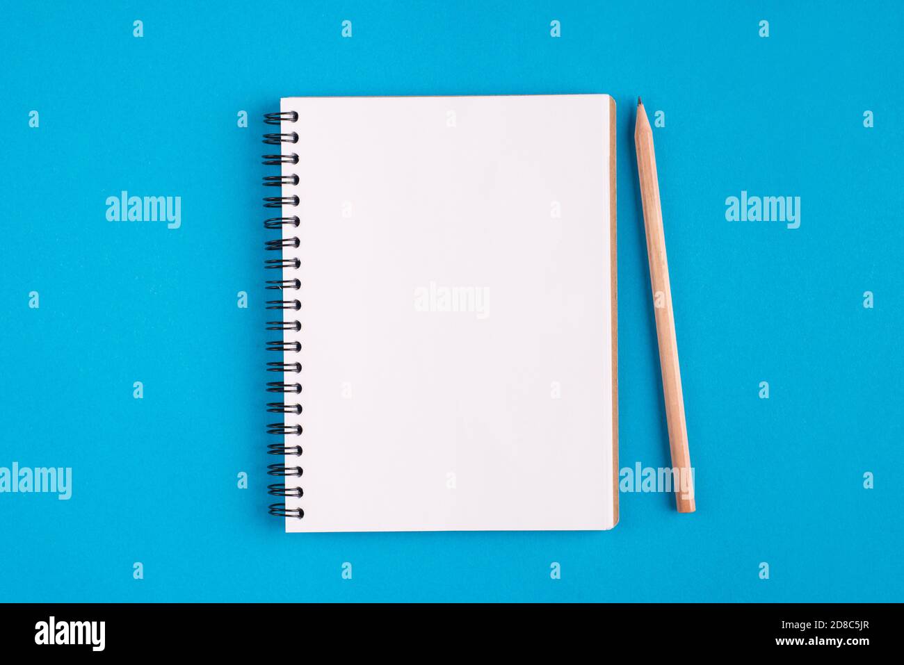 Above top overhead close up view photo of opened memory pad with blank ...