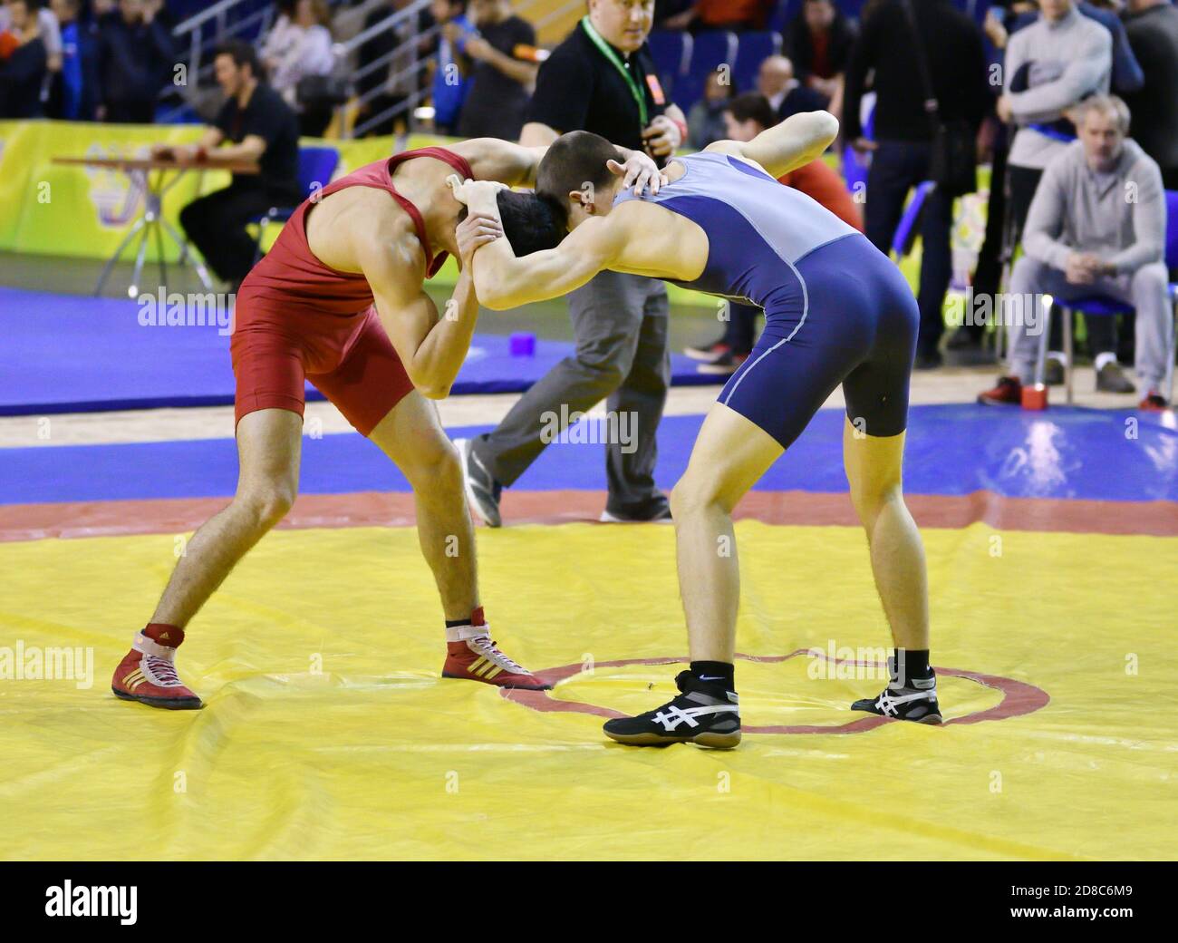 Orenburg, Russia - March 15-16, 2017: Young men compete in the sports ...