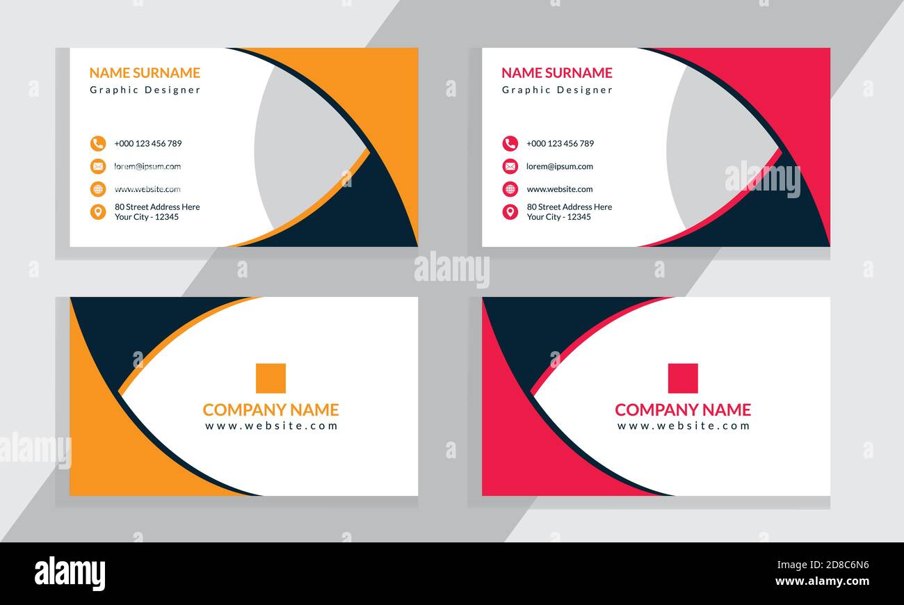 Creative And Clean Double sided Business Card Template Flat Design Vector Illustration 