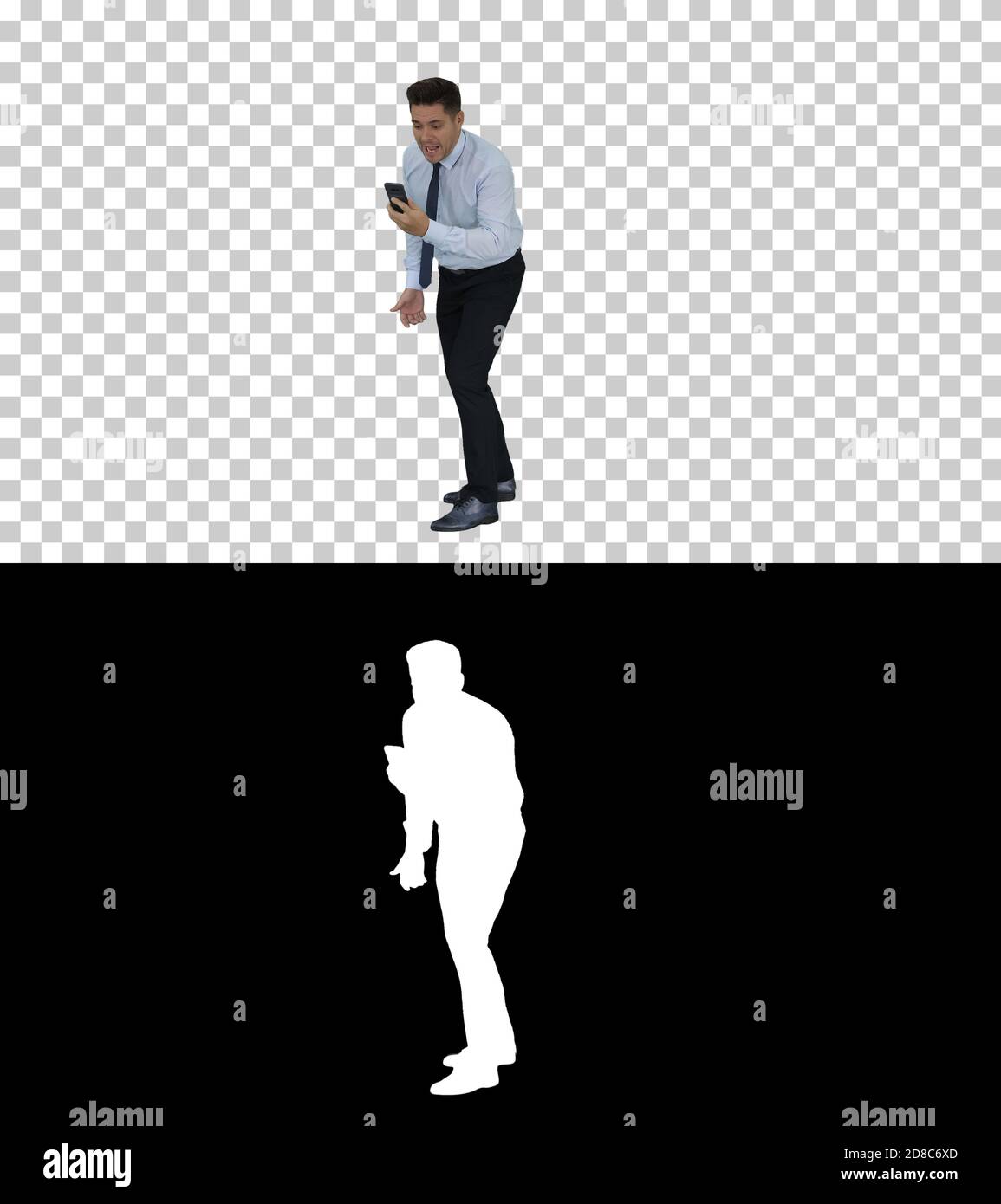 Angry businessman yelling at phone, Alpha Channel Stock Photo - Alamy