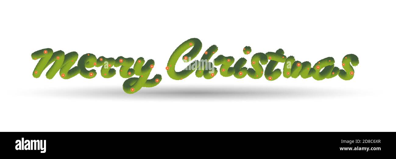 Merry Christmas Lettering. fluffy green letters. Merry Christmas text ...