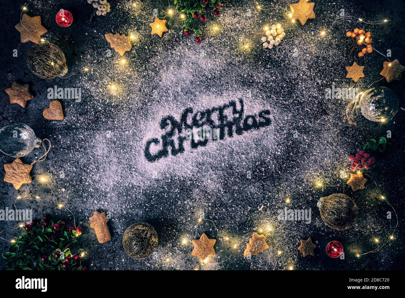 Merry bright text winter hi-res stock photography and images - Alamy
