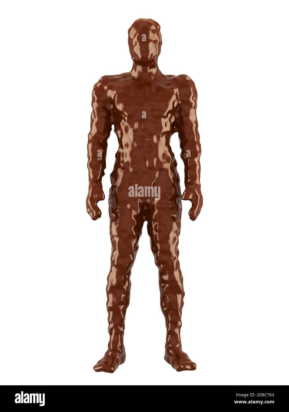A man doused in chocolate on a white background. 3d rendering Stock ...