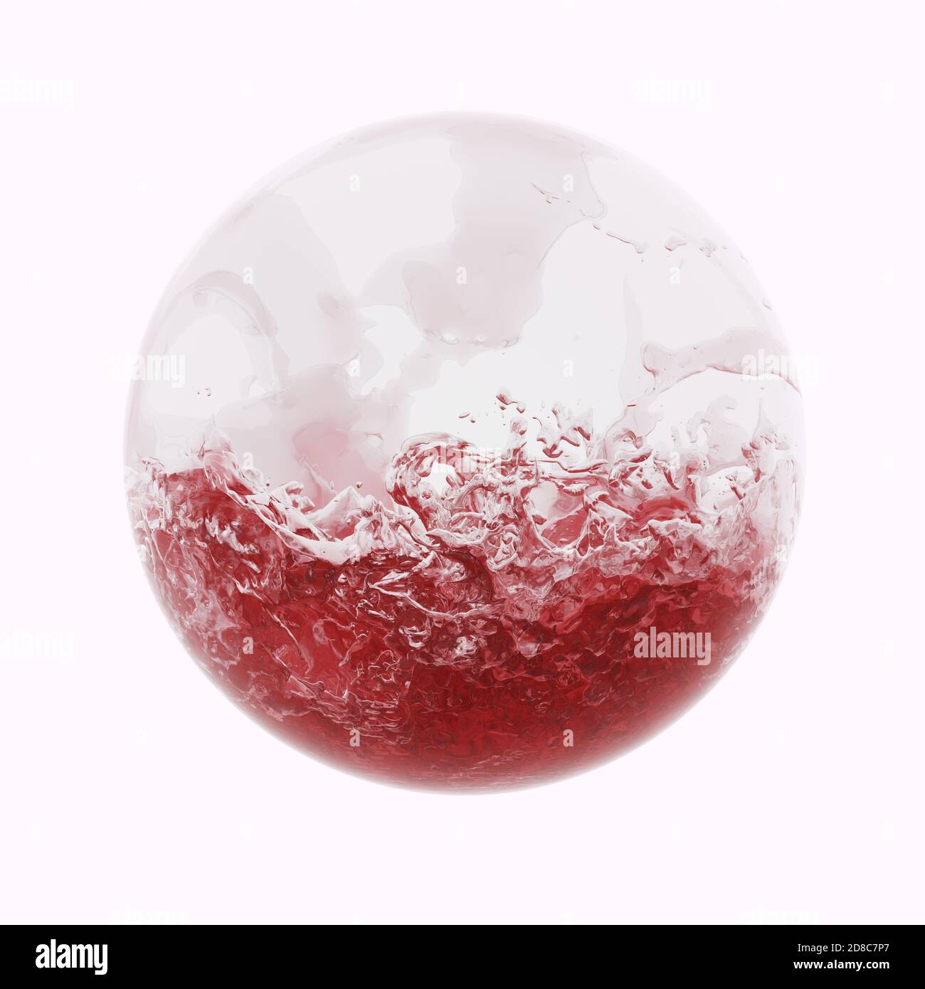Transparent glass sphere with red liquid inside. 3d rendering Stock ...