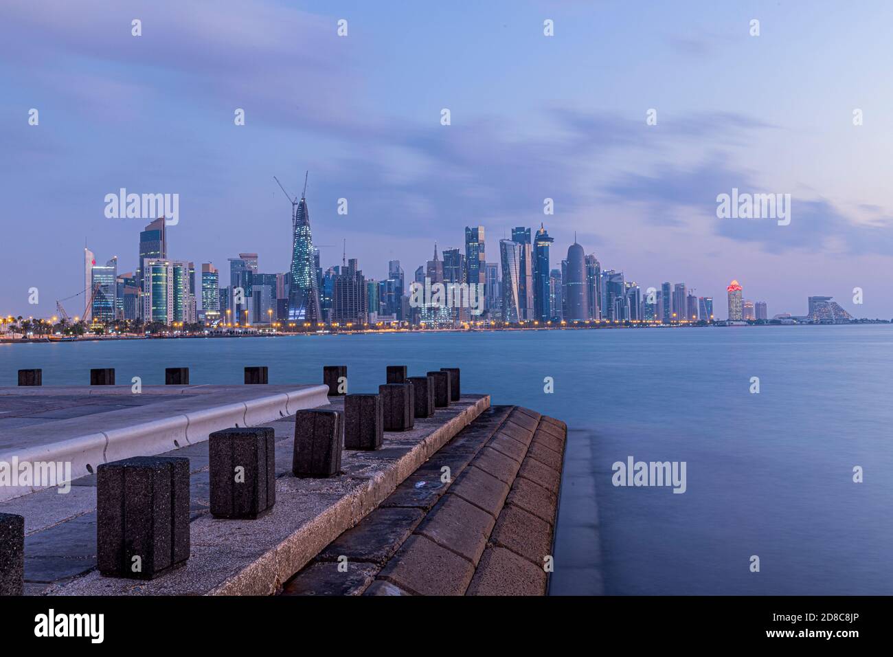 Doha Sky line at morning time with cloudy sky Stock Photo - Alamy