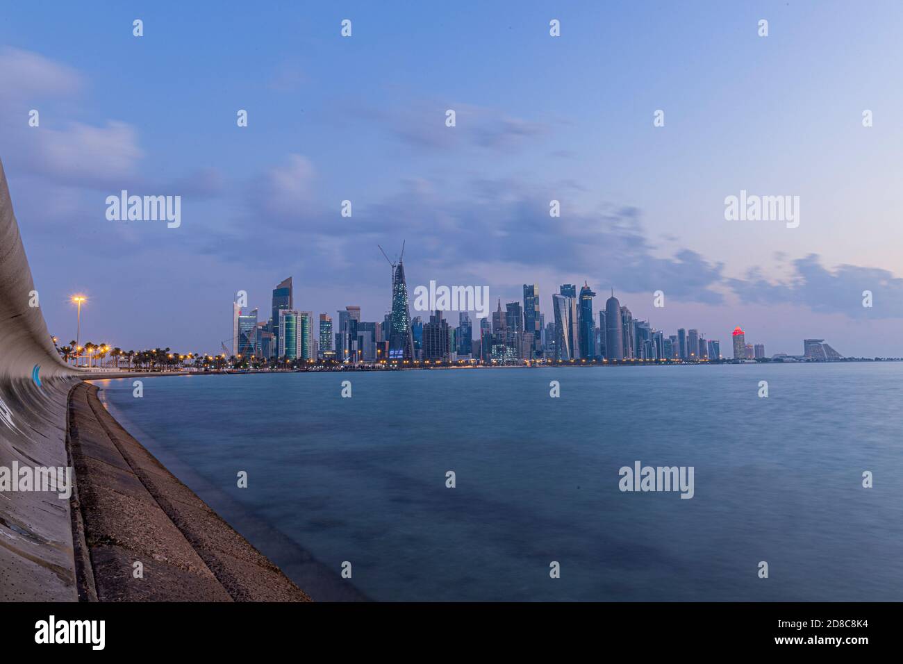 Doha Sky line at morning time with cloudy sky Stock Photo - Alamy