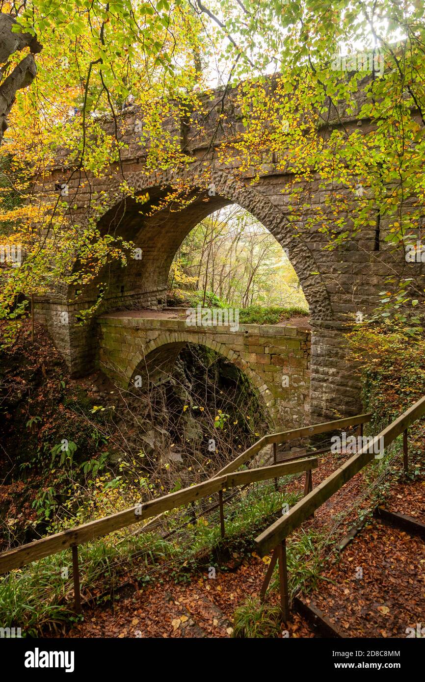 The Double Bridge of Rumbling Bridge, Perthshire, Scotland Stock Photo ...