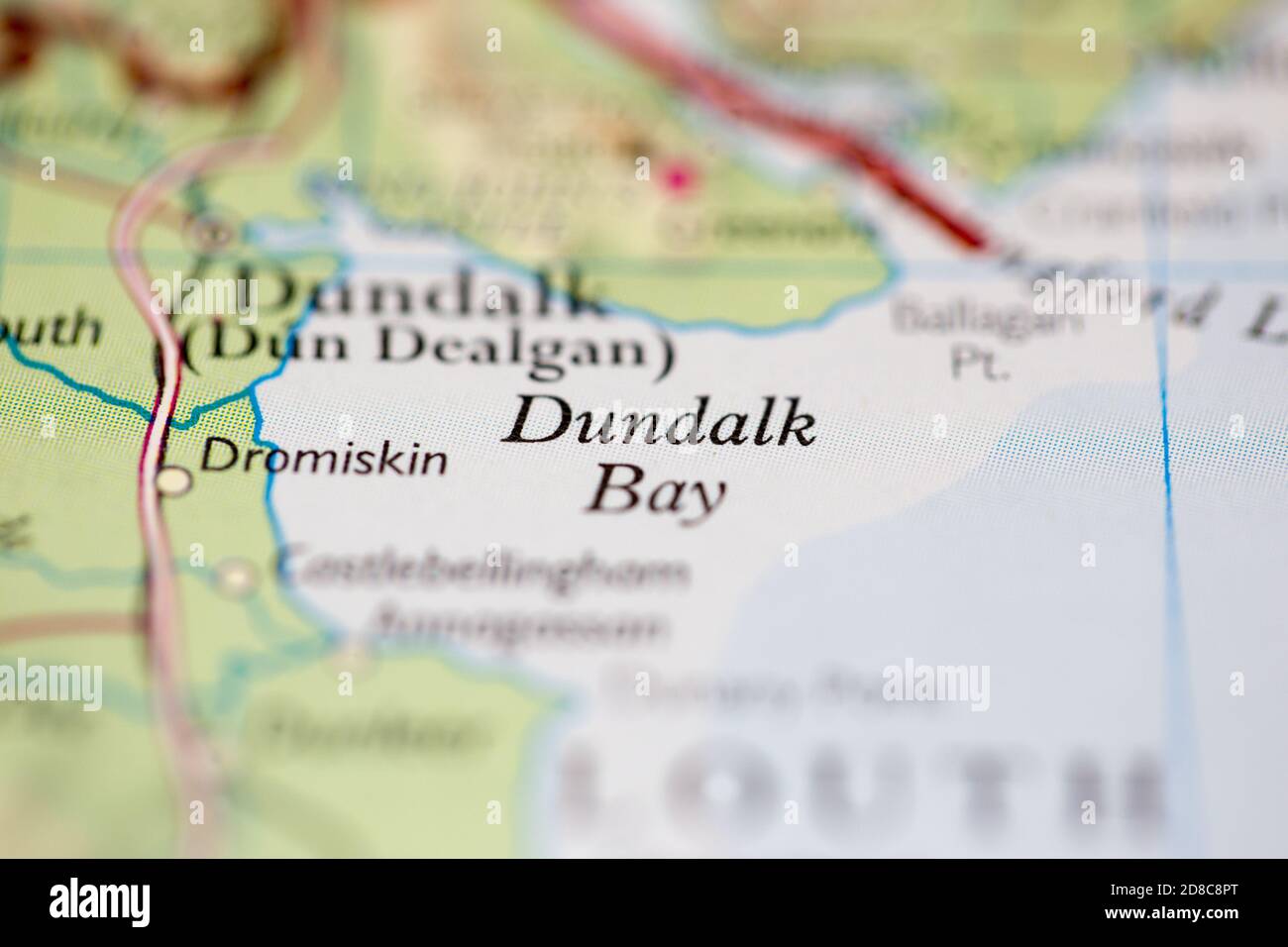 Shallow depth of field focus on geographical map location of Dundalk ...