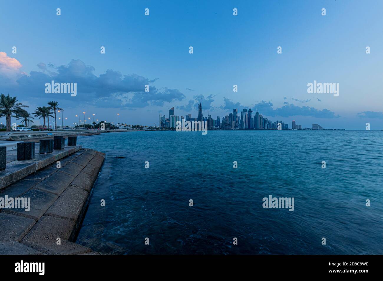 Doha Sky line at morning time with cloudy sky Stock Photo - Alamy