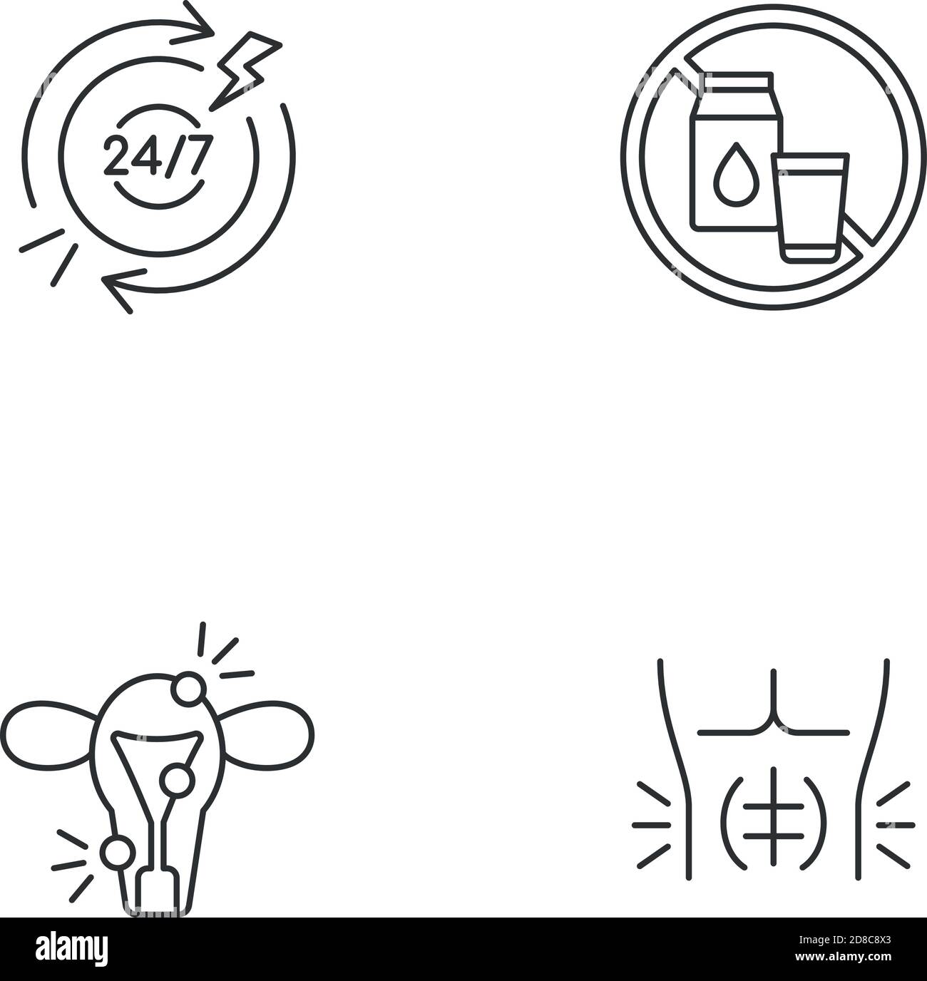 Digestive disorders linear icons set Stock Vector Image & Art - Alamy