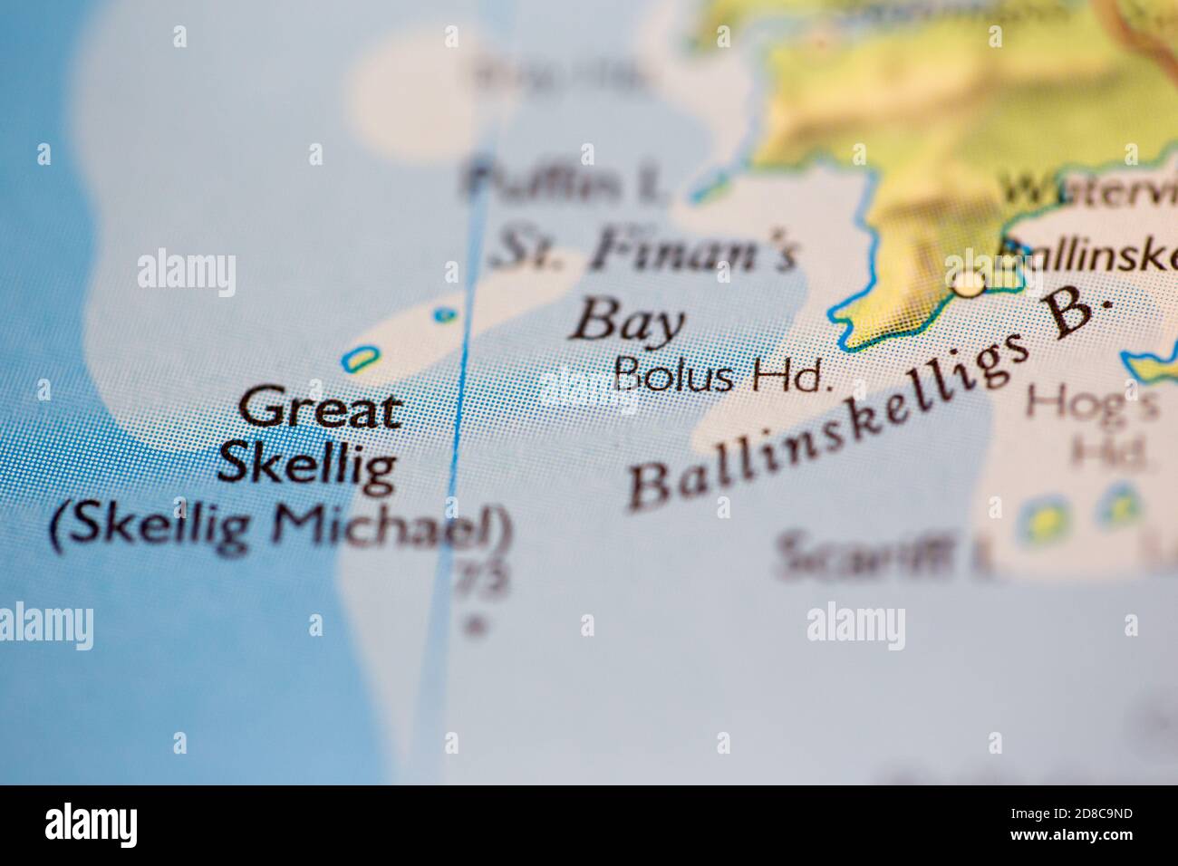 Shallow depth of field focus on geographical map location of Great ...