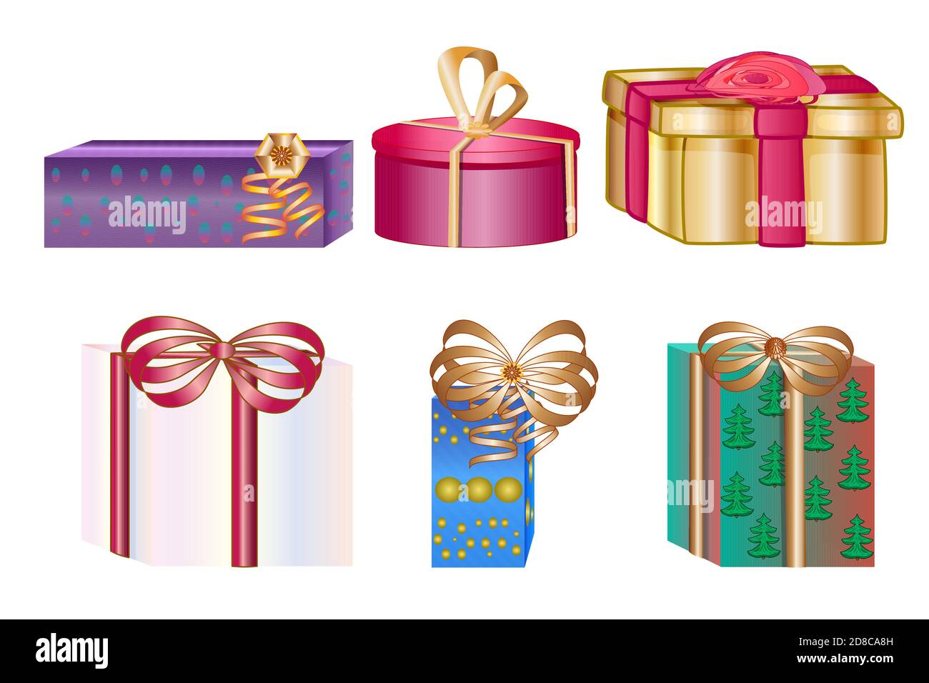 Set of different gift boxes isolated on white background. Collection of ...