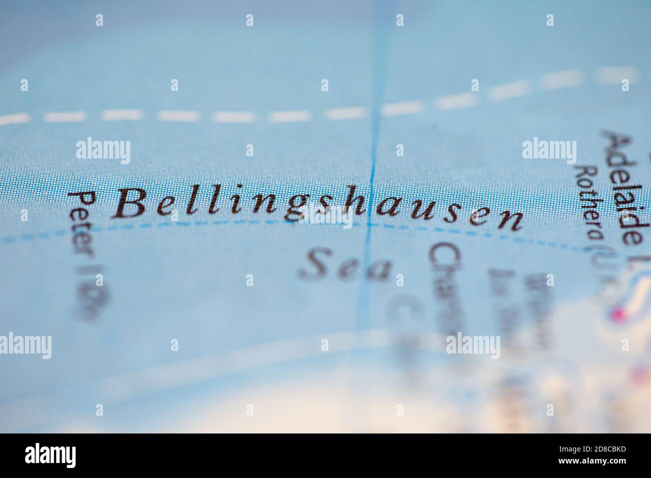 Shallow depth of field focus on geographical map location of ...