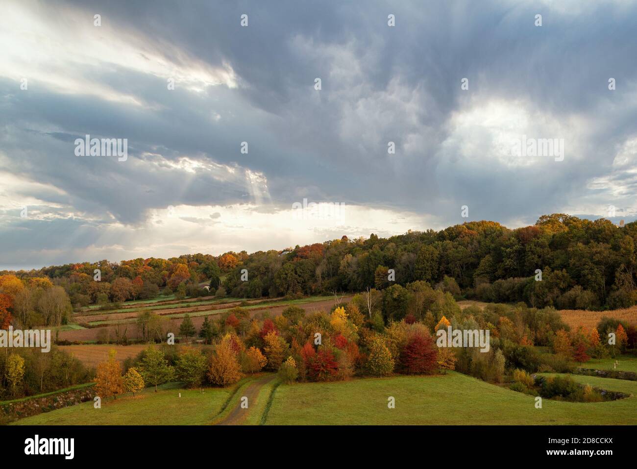 autumn color in the french countryside, Pyrenees Atlantiques Stock ...