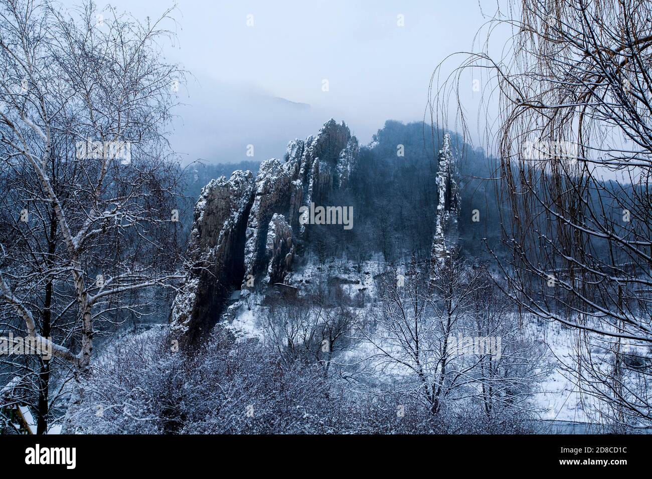 Winter scene, Iskar gorge at winter, Iskar river, rock formations named ...