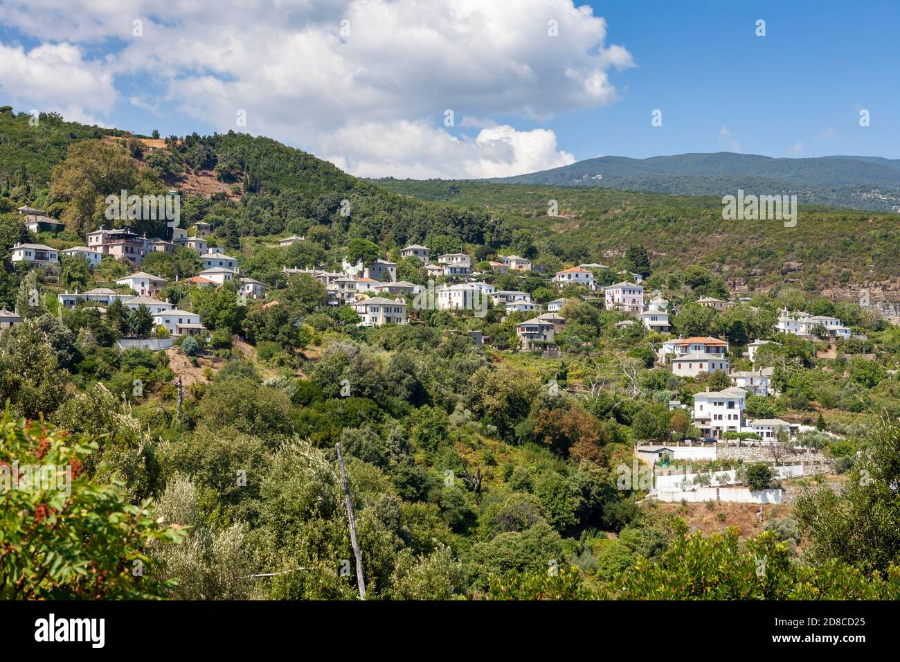 View of Kalamaki village, Pelion mountain, Volos region, Greece Stock ...