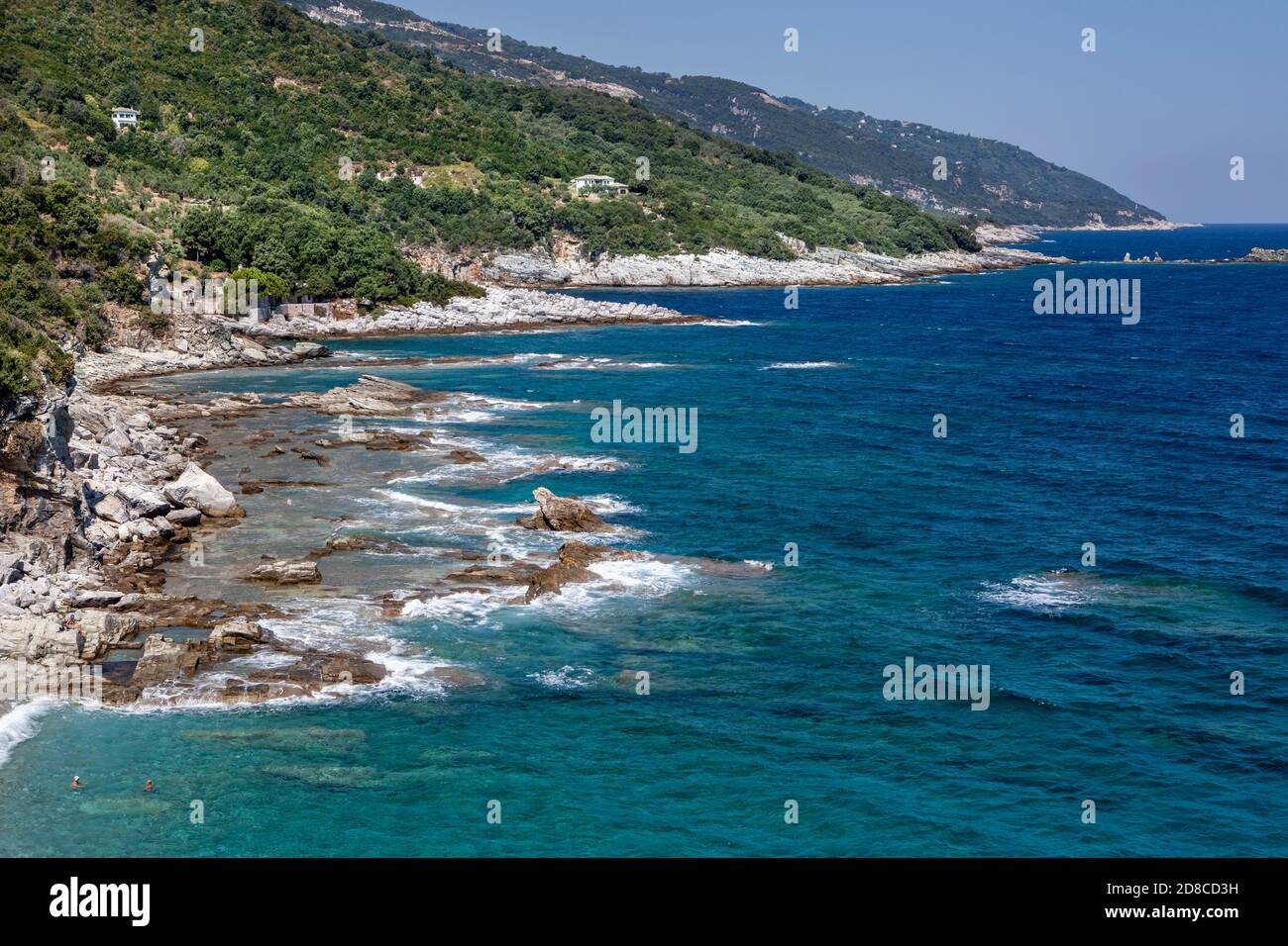 Beaches of Greece, Kalamaki or Propan beach, rocky outcrops, coastline ...
