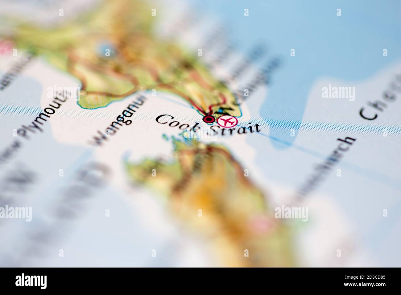 Shallow depth of field focus on geographical map location of Cook ...