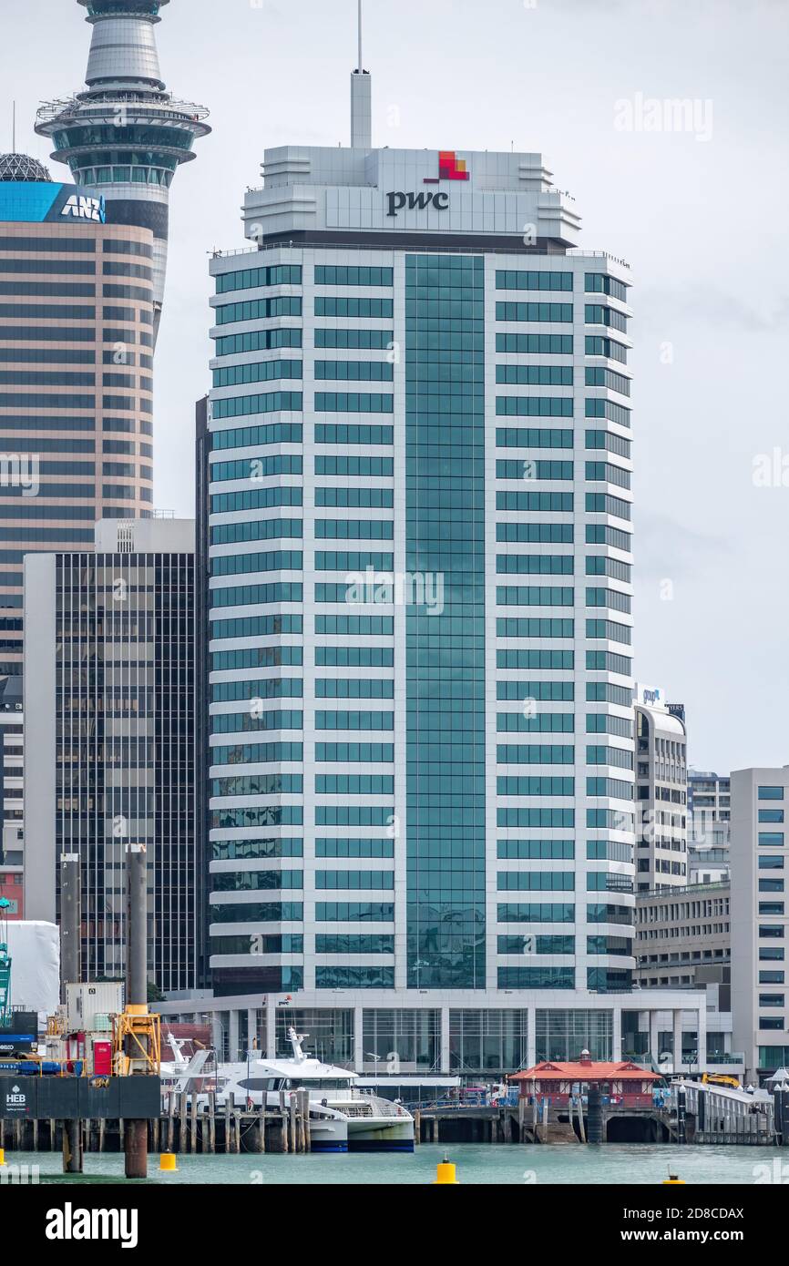 AUCKLAND, NEW ZEALAND - Oct 21, 2019: View of old PWC building with ...