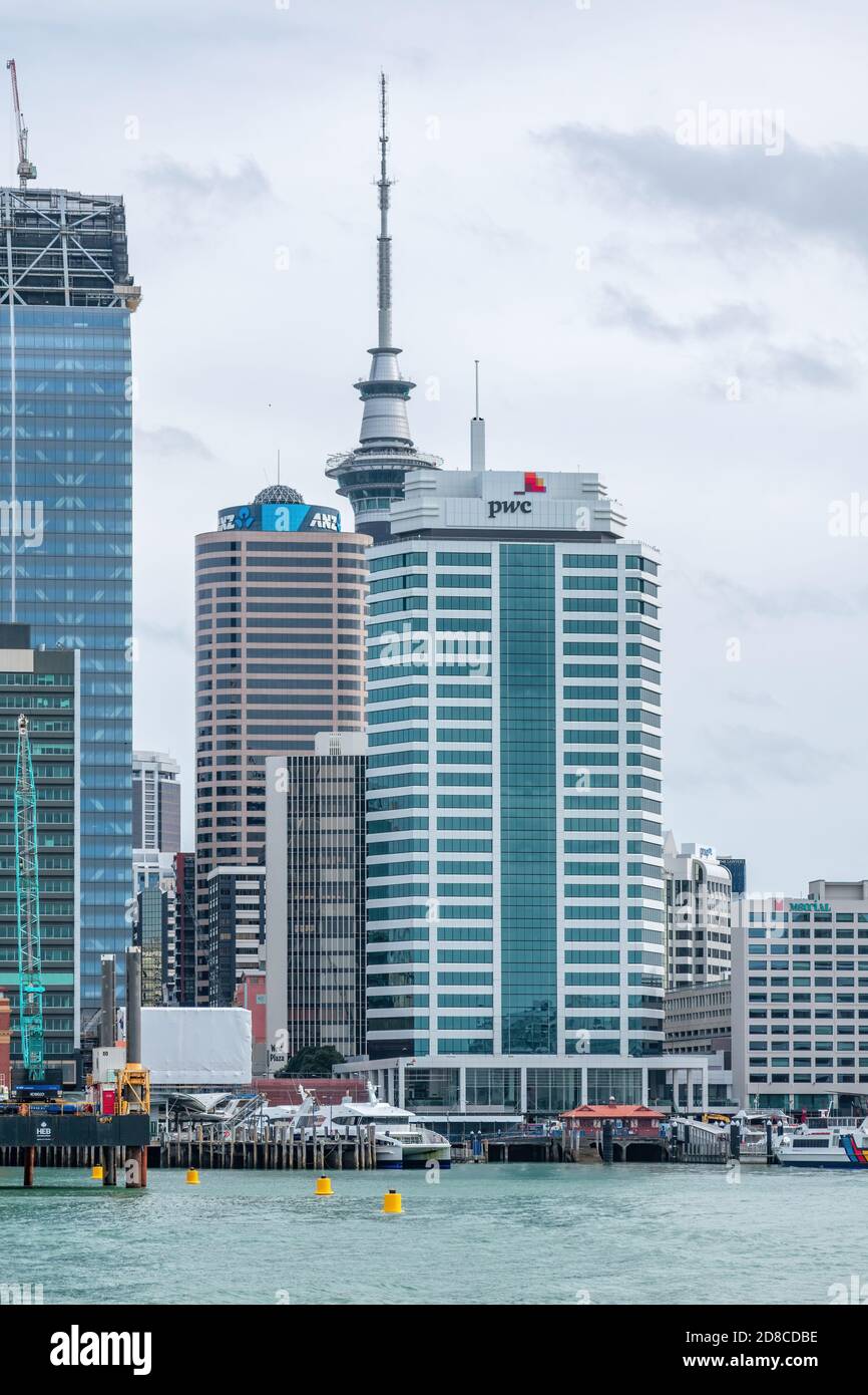 AUCKLAND, NEW ZEALAND - Oct 21, 2019: View of old PWC building with ...